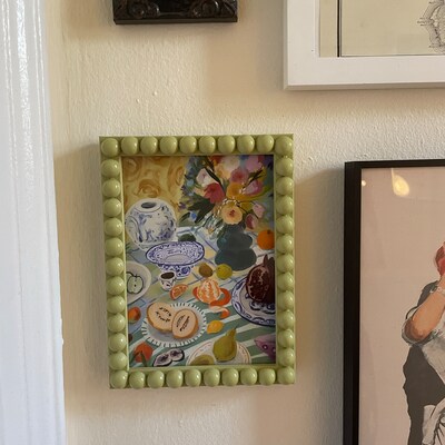 Glossy Beaded Bobbin Picture Frame Lacquered Bobbin Frame Painted ...