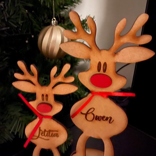 Personalised Freestanding Reindeer, Family Christmas Decoration, Place ...