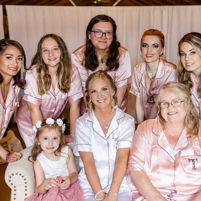 Plus Size Pajamas, Bridesmaid Pjs, Silk Pajamas, Personalized Pajamas ...