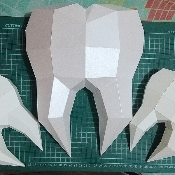 3D Papercraft Tooth Sculpture: Low Poly DIY Template (PDF) - Etsy