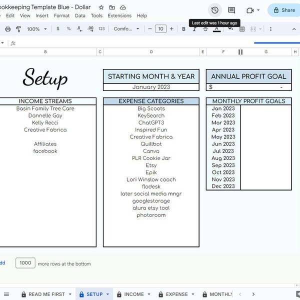 Bookkeeping Template for Small Business, Income Tracker, Expense ...