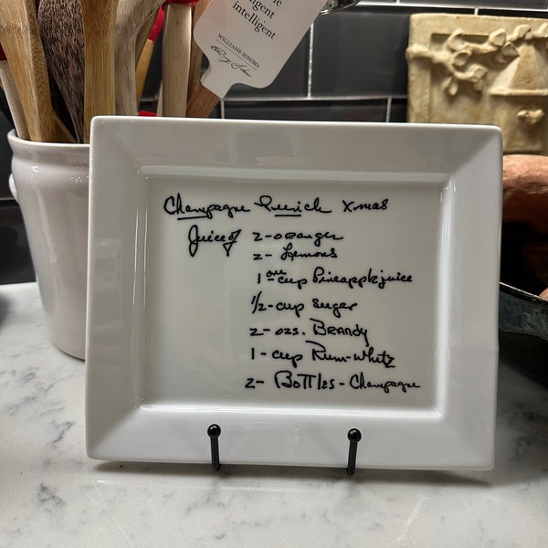 Personalized Recipe Plate // Handwritten Recipe // Comes With Stand ...