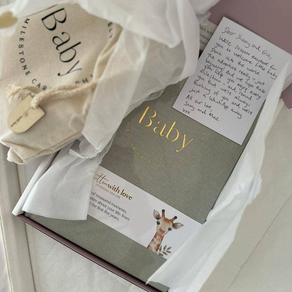 Baby Book | Linen Baby Memory Book | Pregnancy Journal | Sage Green ...