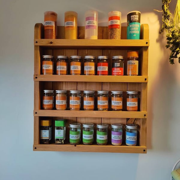 Handmade Wooden Rustic Spice/herb Rack/ Kitchen Storage/spice Shelf ...