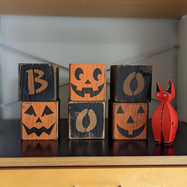 Rustic Wood Halloween Blocks - Etsy