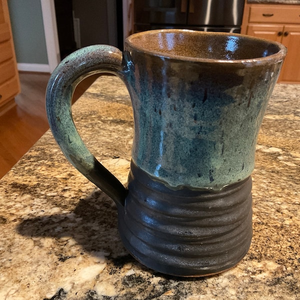 Turquoise Coffee Mug With Carved Texture, Handmade Mug - Etsy