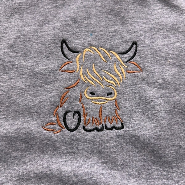 Highland Cow Sketch Embroidery Machine Design Instant Download Digital ...