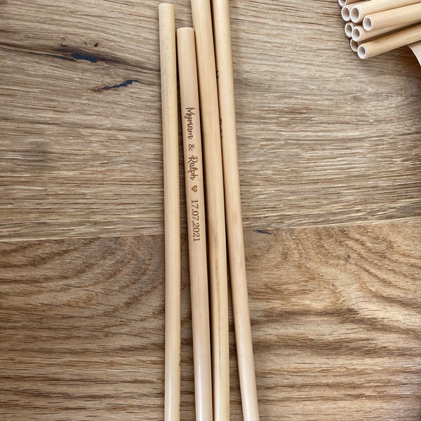 Bamboo Straws - 70 Plain or Custom Engraved Bamboo Straws 8" for Party ...