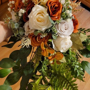 Wedding Bouquet, Rust and Teal Bridal Bouquet, Orange and Teal Bouquets ...