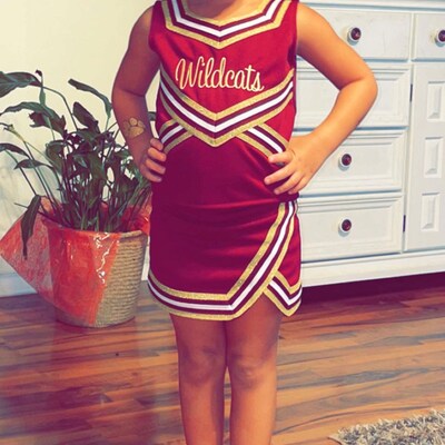 Maroon & Gold Cheer Uniform, Customized Cheerleading Uniform, Girls ...