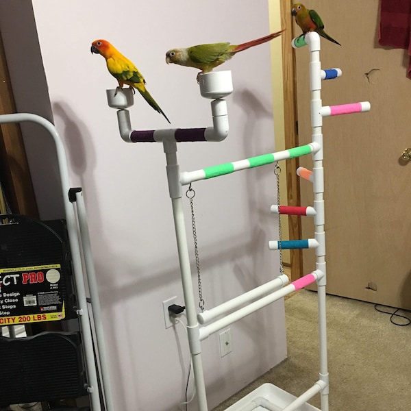 3/4" PVC Parrot Play Stand Deluxe Large Bird FLOOR PERCH ** With Swing ...