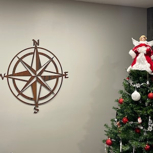 Rustic Nautical Compass Recycled Metal Art 30 Inch - Etsy