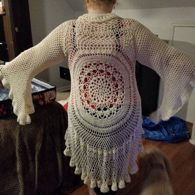 Crochet PATTERN: Lotus Duster / the ORIGINAL Bell Sleeve Lace Mandala ...