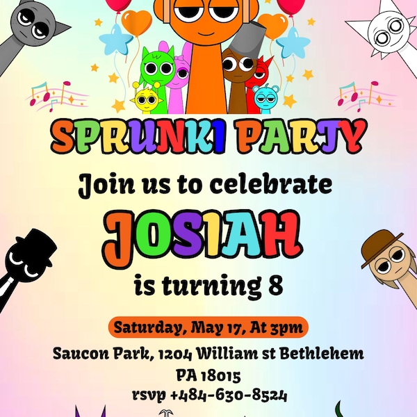 Sprunki Kids Birthday PNG - 'it's My Birthday' Digital Design for Party ...