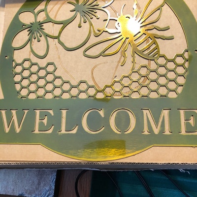 Customizable BEE Welcome Metal Sign Bee Keeper Porch Patio Garden Bee ...