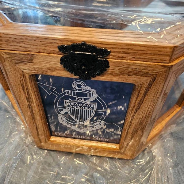 Large Oak Octagon Hat Display Case/ Without Plexiglass Etching - Etsy