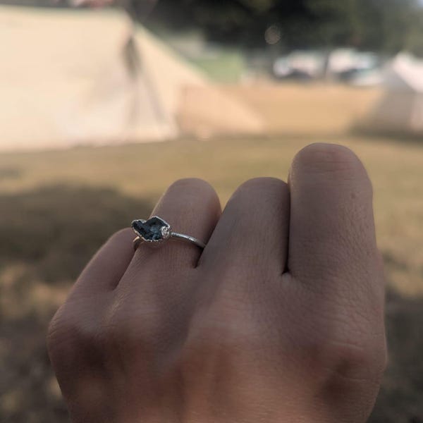 Kyanite Shield Ring. Green Raw Crystal Crown Ring Natural Rough Kyanite ...