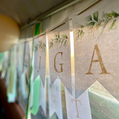 Greenery Wedding Shower Party Banner Printable Personalized Bridal ...