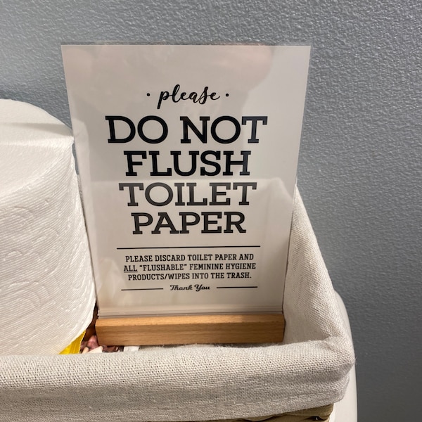 PRINTABLE Do Not Flush Toilet Paper or Flushable Items Sign ~ Bathroom ...