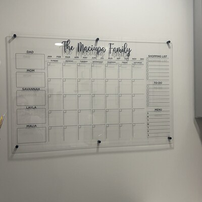 Acrylic Family Planner Personalized Monthly Calendar Dry Erase Board ...