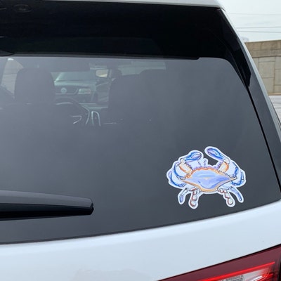 Watercolor Blue Crab Design Full Color Vinyl Decal for Car, Macbook, or ...