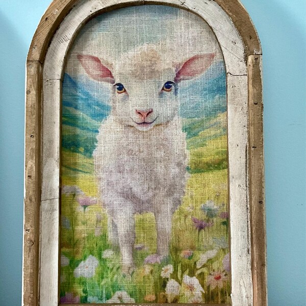 Lamb Wall Art | 14" X 22" | Arch Window Frame | Sheep Decor | Spring ...