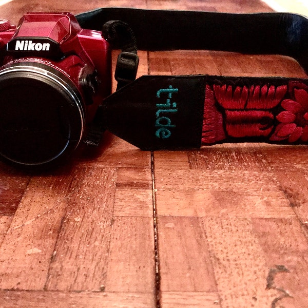 Leather Camera Strap With Traditional Guatemalan Embroidery, Gift ...