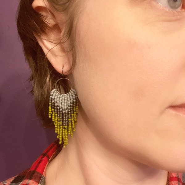 Yellowstone Inspired Eyota Earrings - Native American Beaded Fringe Earrings - Southwestern ...