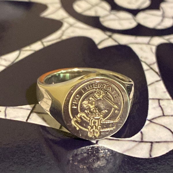 Wallace Scottish Clan Signet Ring, Silver Handmade and Laser Engraved ...