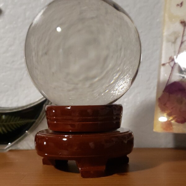 Crystal Clear Leaded Crystal Ball With Wood Stand Gazing Crystal Ball ...
