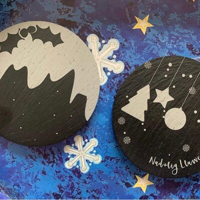 Welsh Slate Christmas Coaster Welsh Language Gift Xmas Nadolig - Etsy UK