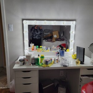 Silver Glitter Vanity Mirror With Lights 40 X 28 Made in the - Etsy