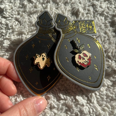 SPOOKY FRIENDS Mini Enamel Pins. Hard Enamel Pin. Witchy Pin. Bat Ghost ...