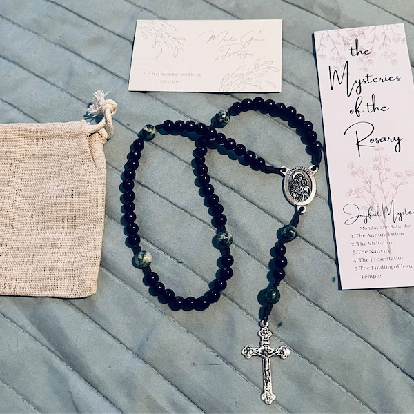 St. Kateri Tekakwitha Rosary | Blue Leaf Rosary | Roman Catholic Beaded ...