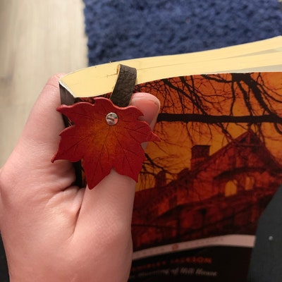 Maple Leaf Bookmark/ Recycled Leather / Fall Colors / Handcrafted ...