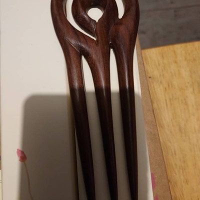 Two Prongs/2 Prongs Abstract Head of Fox Celtic Style Wood Hair Fork ...
