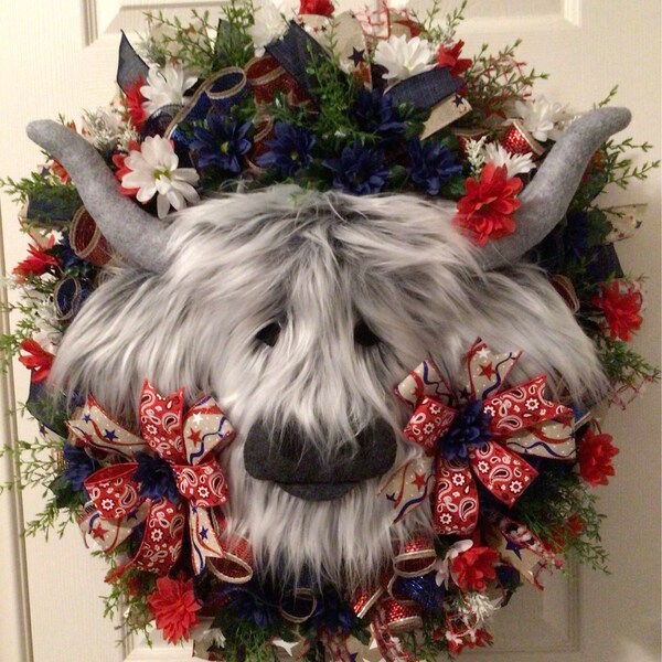 Highland Cow Wreath Attachment, Highland Cow for Your Door, Cow Wall ...