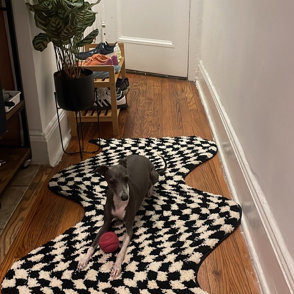 Irregular Rug, Checkered Rug, Cool Runner Rug, Aesthetic Tufted Rug ...