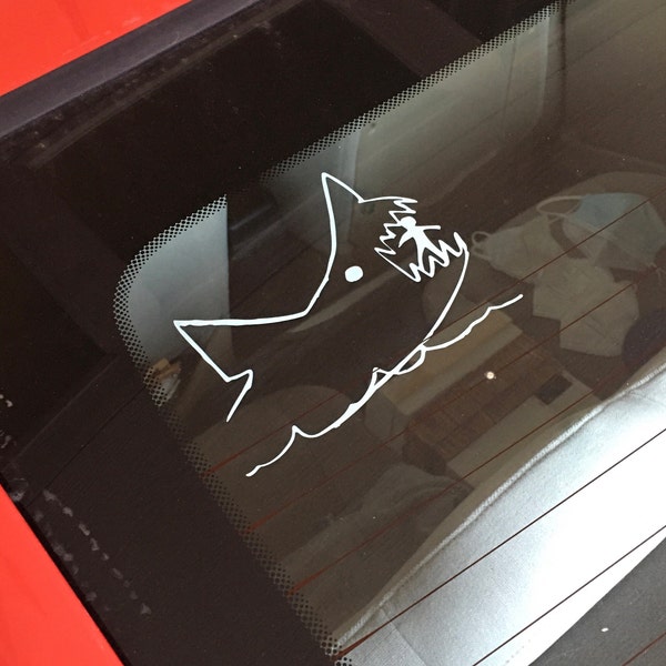 Man Eating Great White Shark Fish Movie Fan Car Bumper Decal Vinyl ...