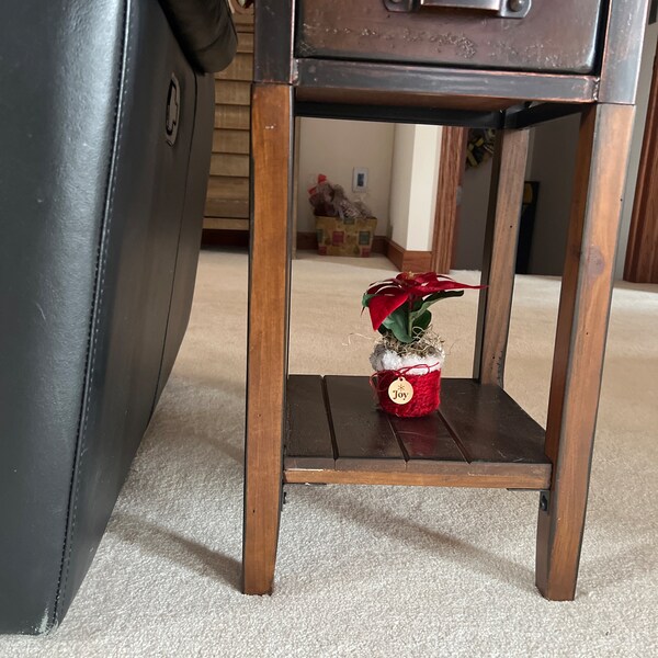 Mini Farmhouse Faux Christmas Tree Crochet Planter Sweater Cozy Winter ...