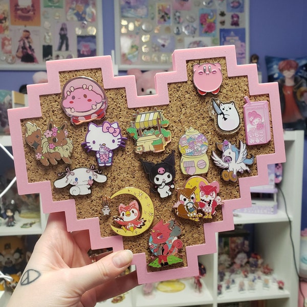Pixel Heart Shaped Pin Board | Cork Board (multiple Sizes) - Etsy