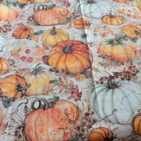 Fall Pumpkin Fabric, Pumpkins by Susan Winget Halloween Novelty Cotton ...