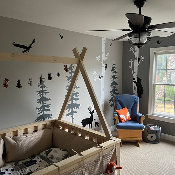 Woodland Wall Decal- Scandinavian Decal- Woodland Birch Tree- Woodland ...