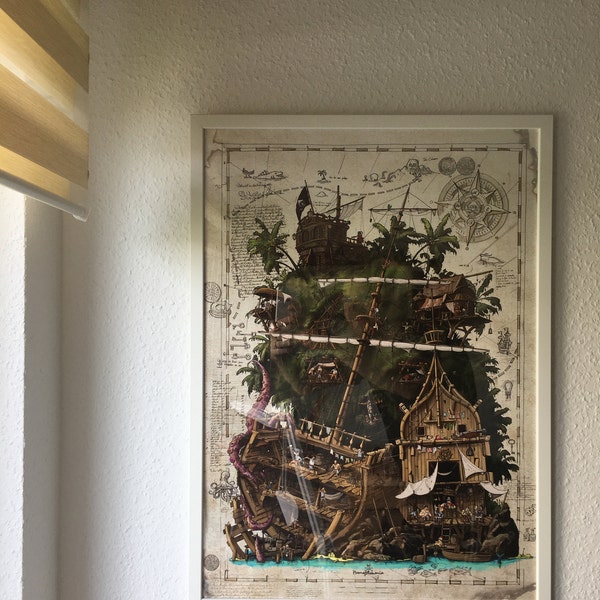 Pirate Ship, Skull Island. Poster. Large 50x70cm (19,75 X 27,5 Inch ...