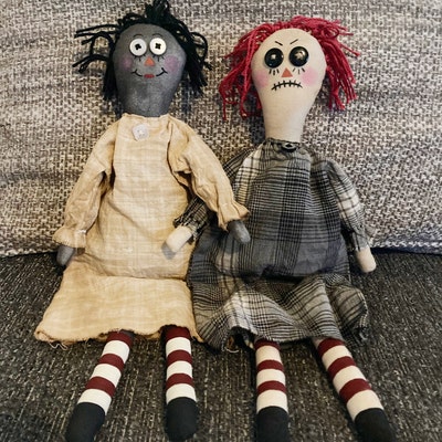 Prim Sisters Epattern-primitive Raggedy Annie Cloth Doll Country Craft ...