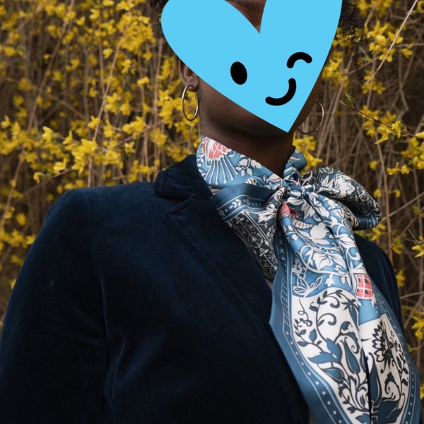 Silk Scarf "tree of Life" , Printed Square Scarf in Chartreuse, Gift ...