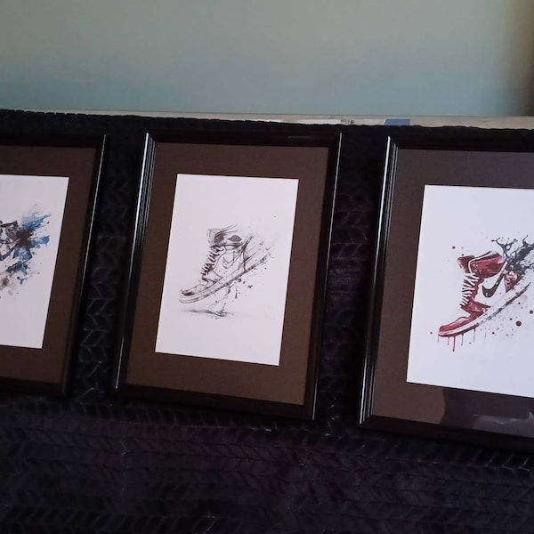 Twin Pack Inspired by Jordan 1 & 4 Sneaker Art Prints, Set of 2, Wall ...