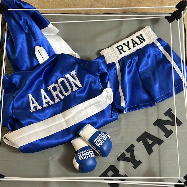 Newborn Knockout Boxing Set: Prop Baby Boxing Ring + Personalized Robe ...