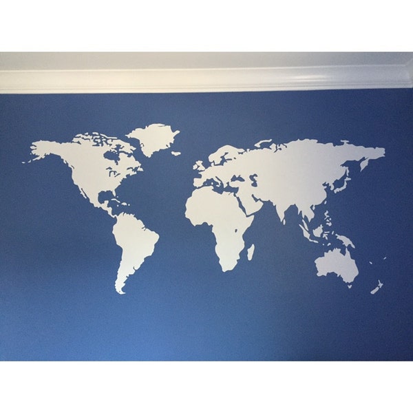 Large World Map Decal . Removable World Map Wall Stickers . Colorful ...