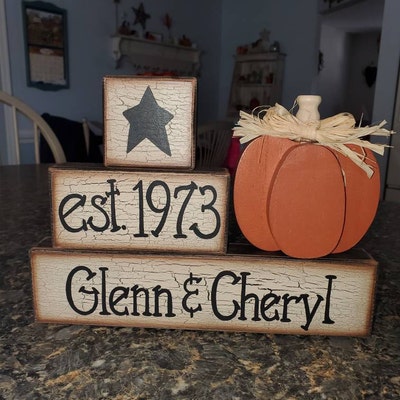 Primitive Personalized Wooden Stacking Block Set Rustic Shelf Sitter - Etsy